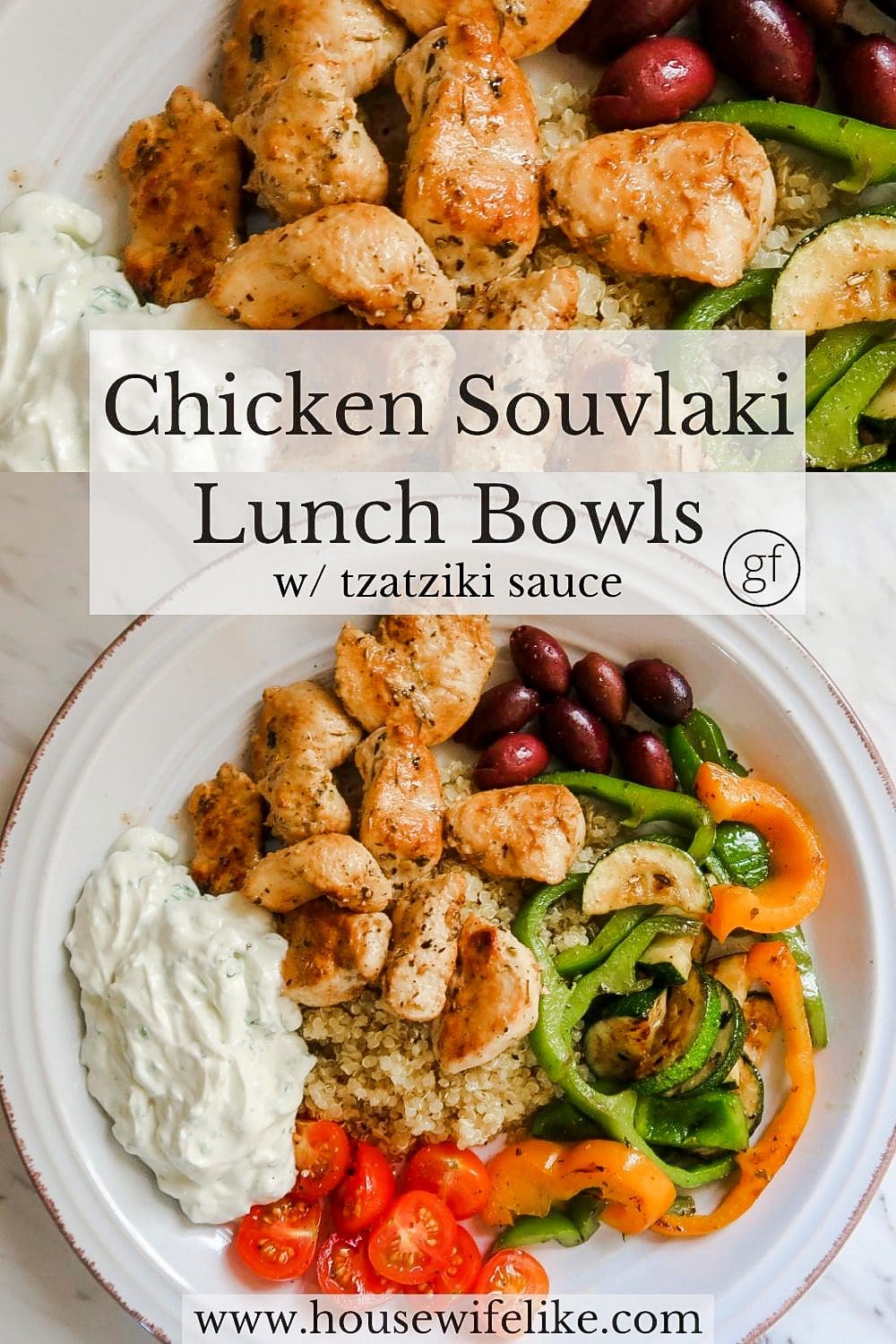 Chicken Souvlaki Lunch Bowls With The Best Tzatziki Sauce