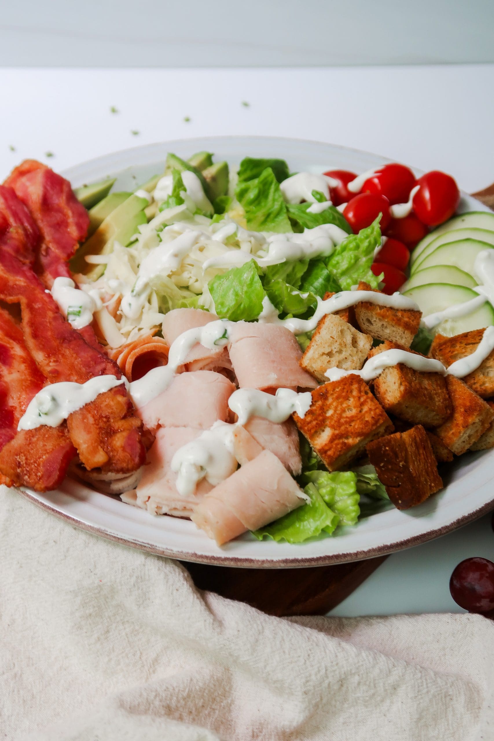 Turkey Club Salad With Creamy Dressing - Wonders Of Cooking